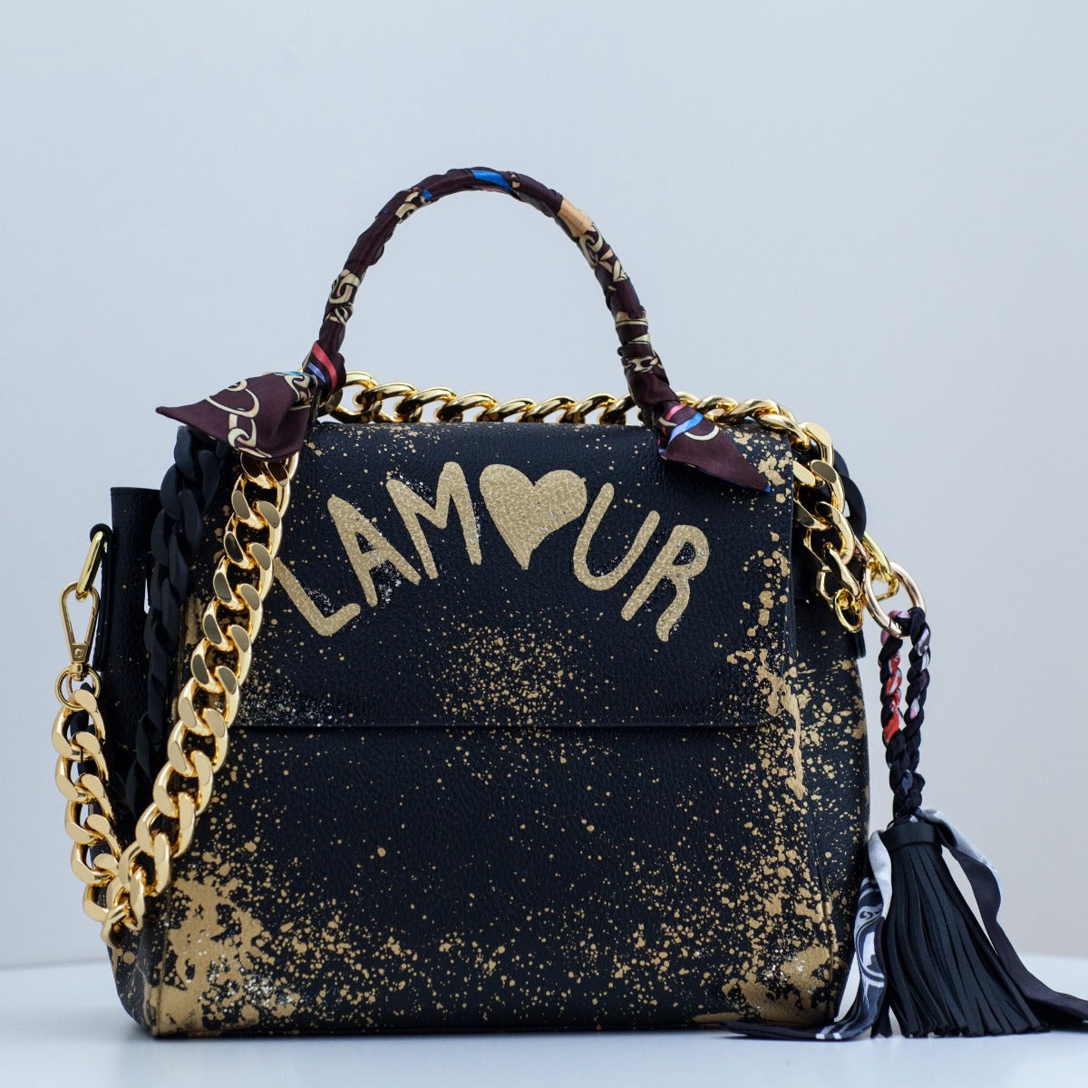 Hand-Painted Leather Bag Anca Barbu Vicky, L'amour